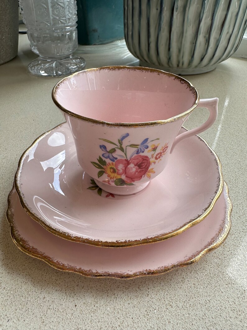 Genuine Vale Made in Longton England Pretty Pink Bone China Tea Cup ...