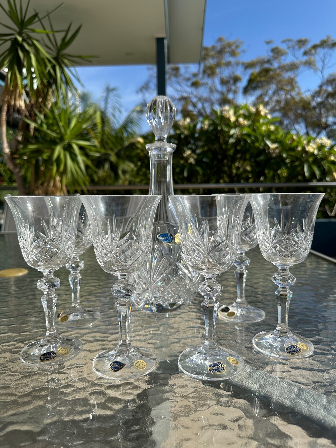 Bohemia Crystal Oxford Claret Set, Vintage Boxed Set of 6 Crystal Wine ...
