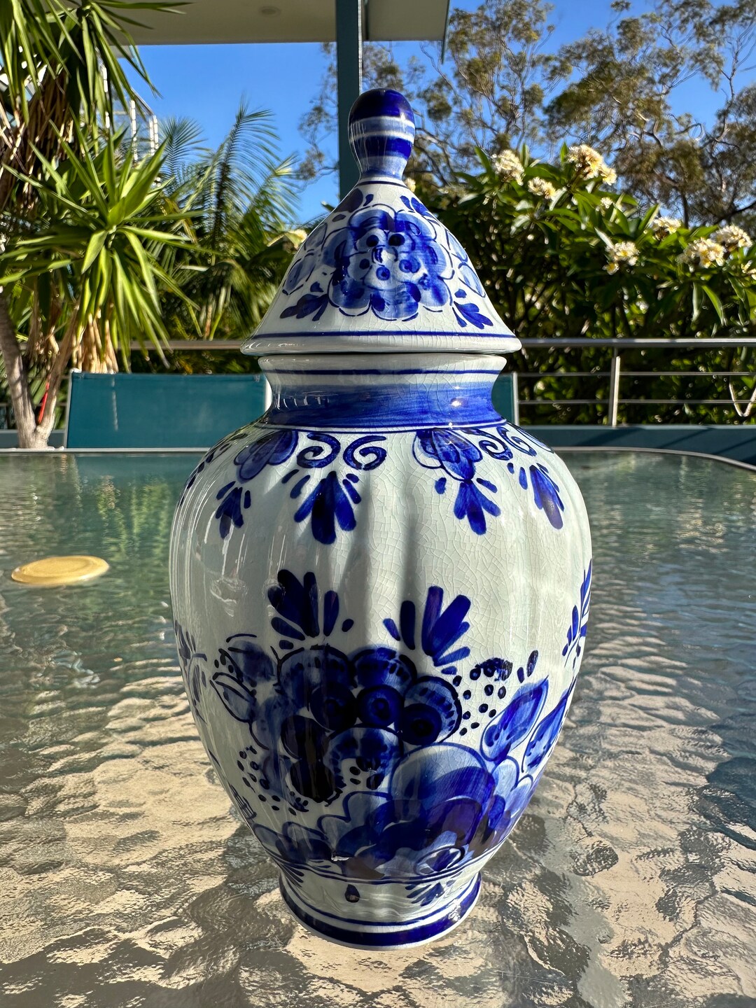 Hand Painted Potiche Delft Blauw Vintage Glazed Pottery Potiche Lidded ...