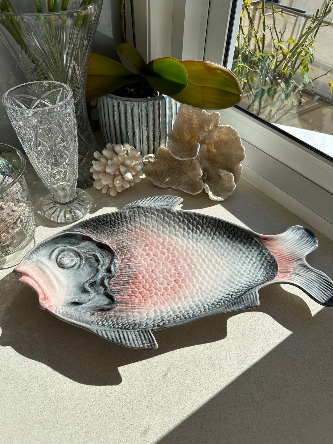 Large Hand Made Ceramic Fish Platter Vintage Platter Perfect for ...