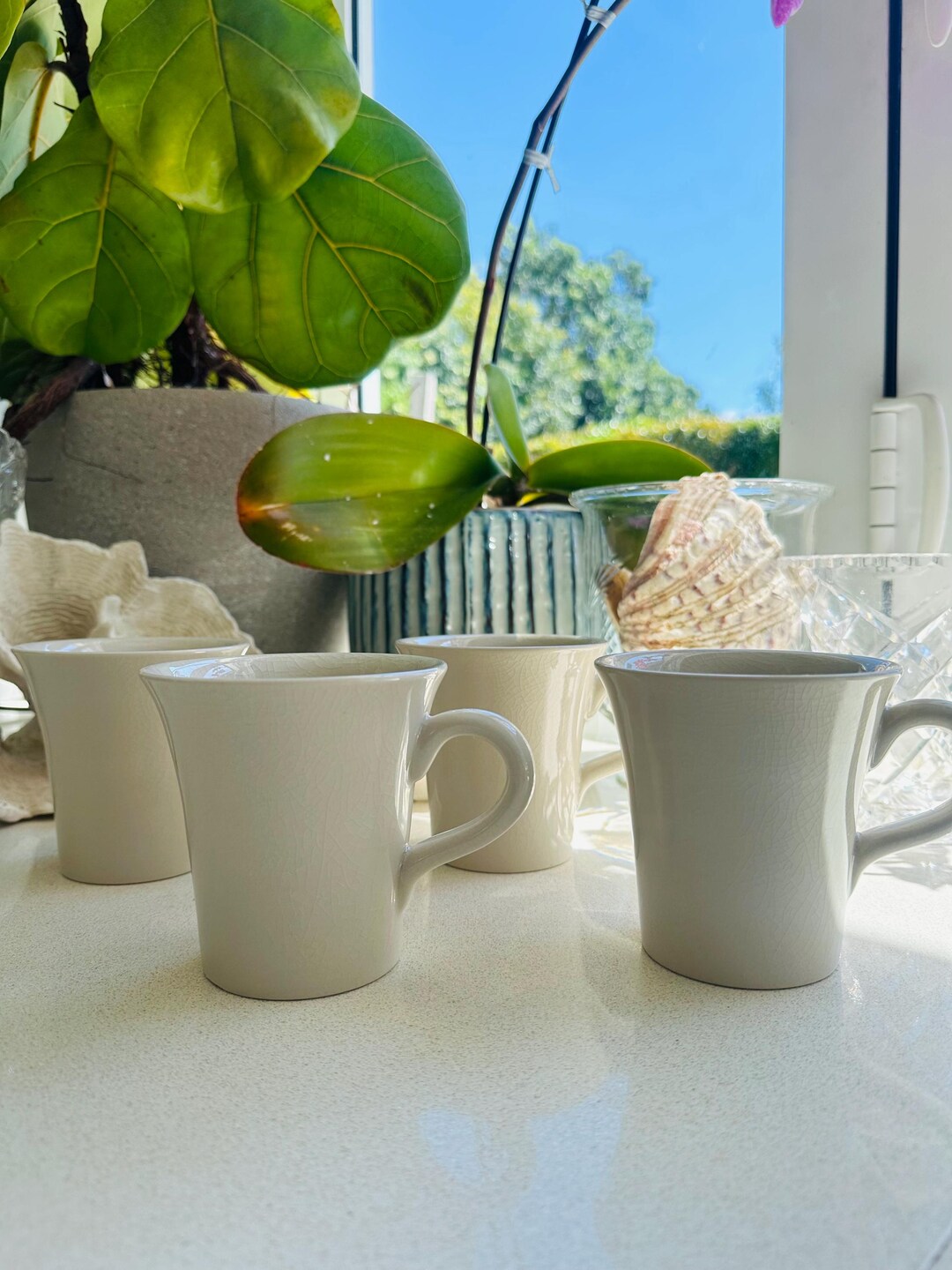 Jars France French Ceramic Coffee Cups / Mugs - Glazed Beige Ceramic ...