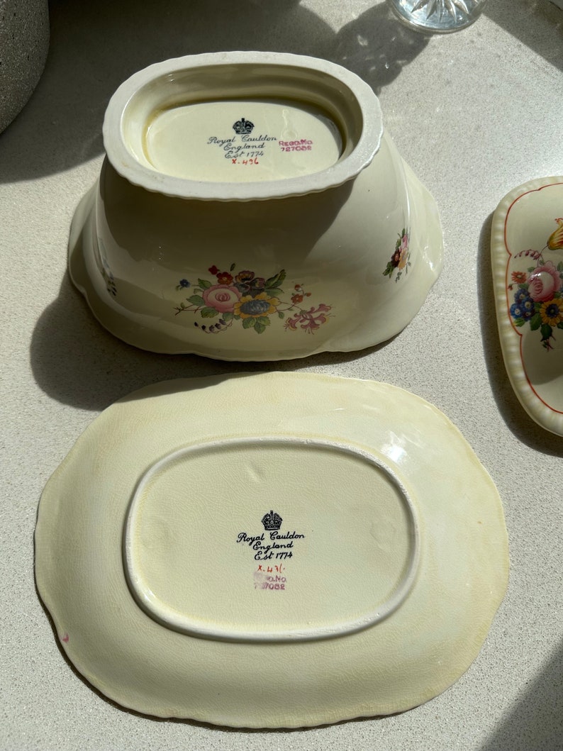 Antique Royal Cauldon Lidded Sauce Bowl With Underplate: Floral ...