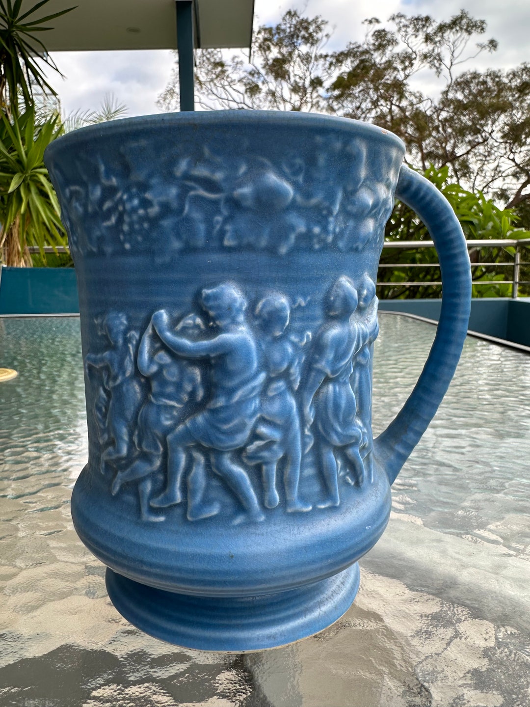 Bacchus Pottery or Bacchauti Blue Ceramic Pottery With Relief Dancing ...