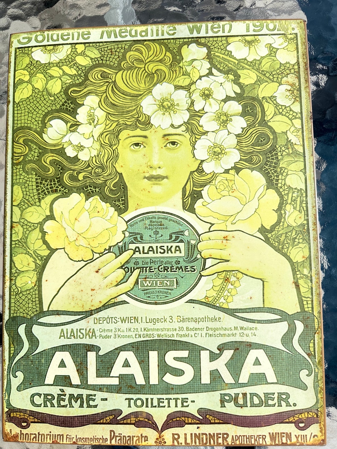 Alphonse Mucha Illustrated Design Lady Vintage Metal Tin Sign, Art ...