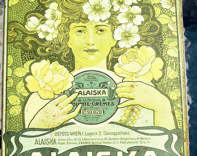 Alphonse Mucha Illustrated Design Lady Vintage Metal Tin Sign, Art ...