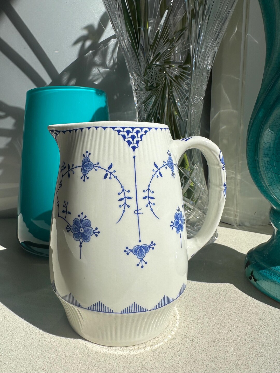 Vintage Furnivals Blue Denmark Ironstone Jug - English Transferware ...