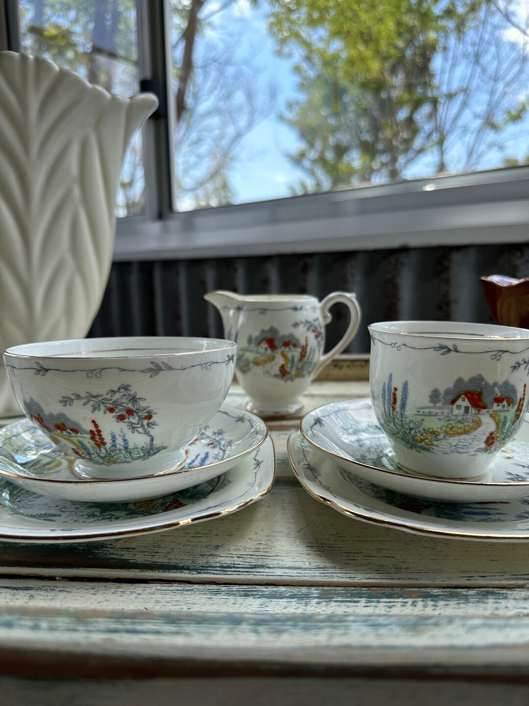 Bell China Tea Cup, Saucer, Bowl, Plates and Milk Jug, Matching Set of ...