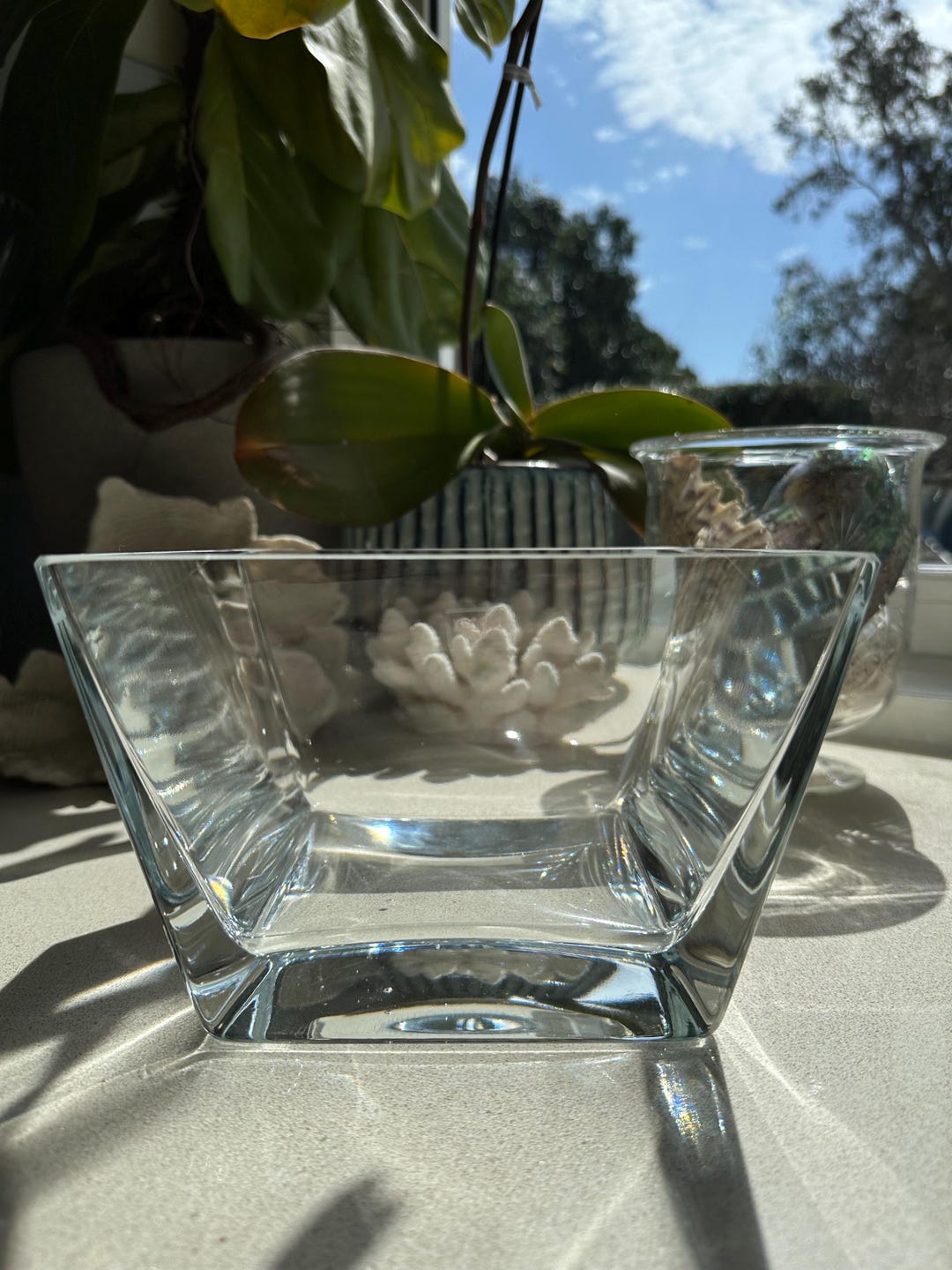 KROSNO CUBE BOWL - Thick Clear Glass Square Bowl - Conical 18 Cm Made ...