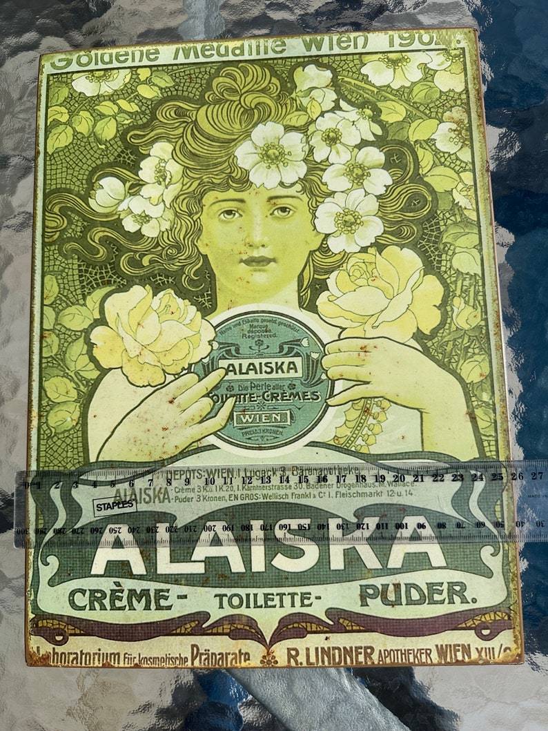 Alphonse Mucha Illustrated Design Lady Vintage Metal Tin Sign, Art ...