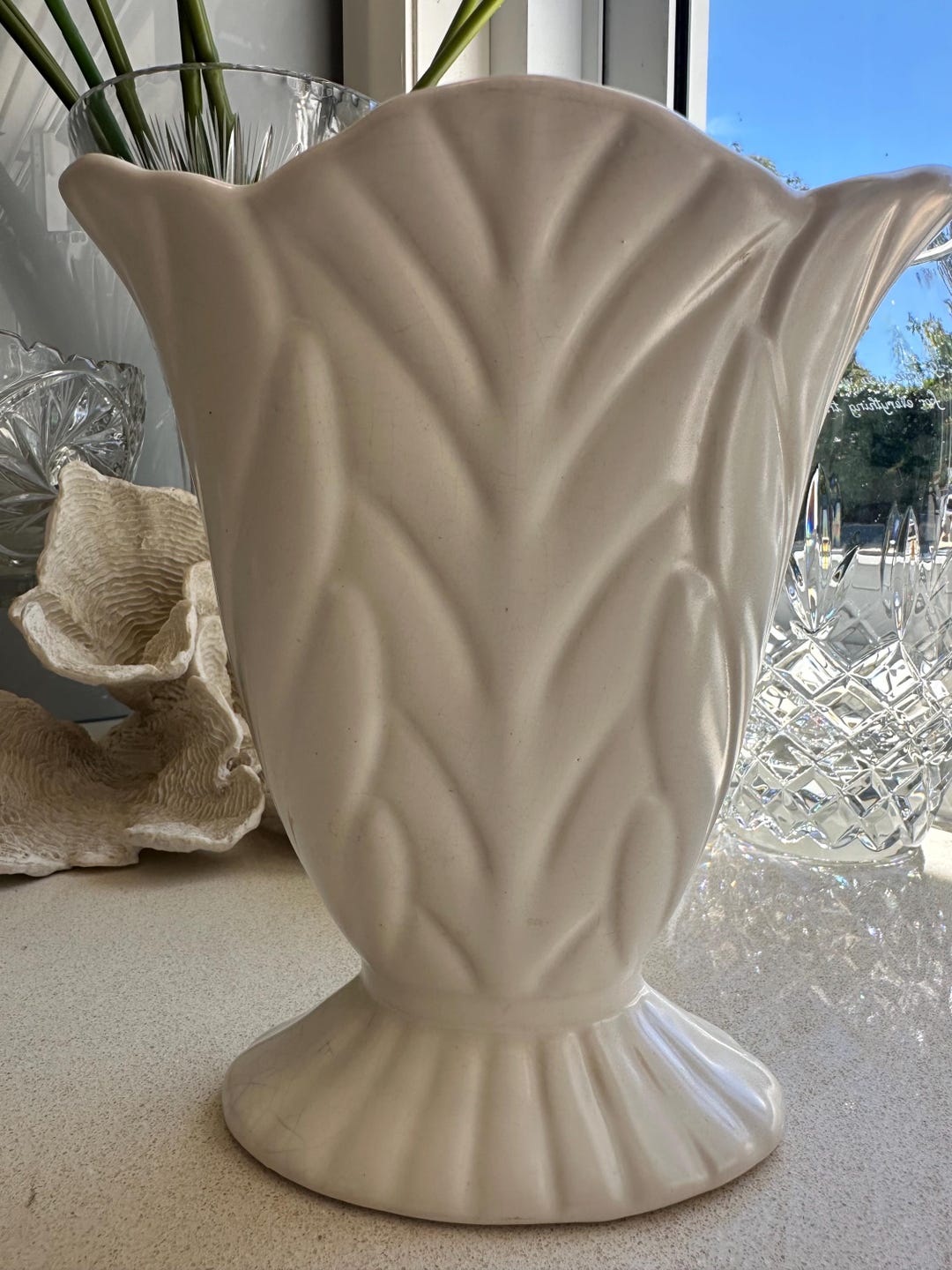 Vintage 1940 Art Deco Vases, Beswick White Glazed Pottery Vase - Etsy