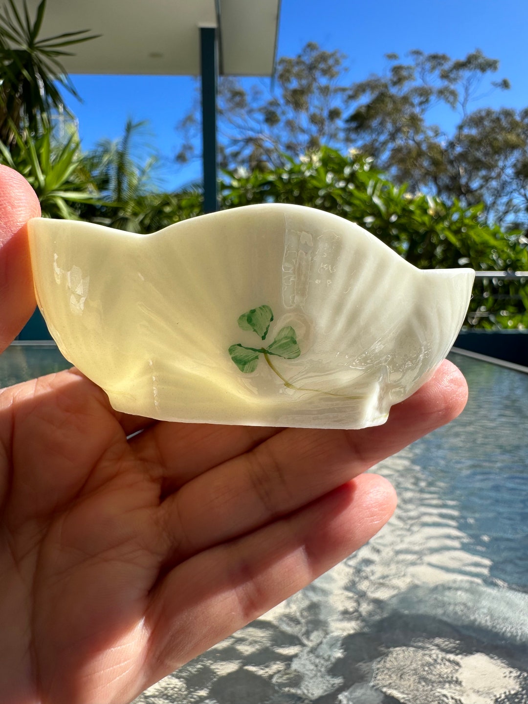 Belleek Irish Egg Shell Pattern Bowls Green Basemark - 6th Mark Third ...