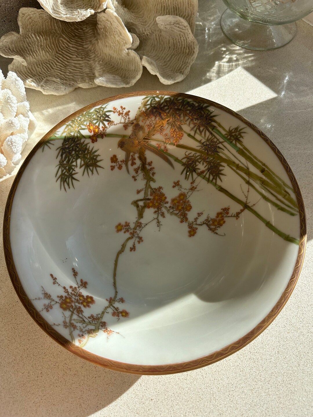 Antique Japanese Satsuma Round Bowl, Creamy Palette, Earthy Tones and ...