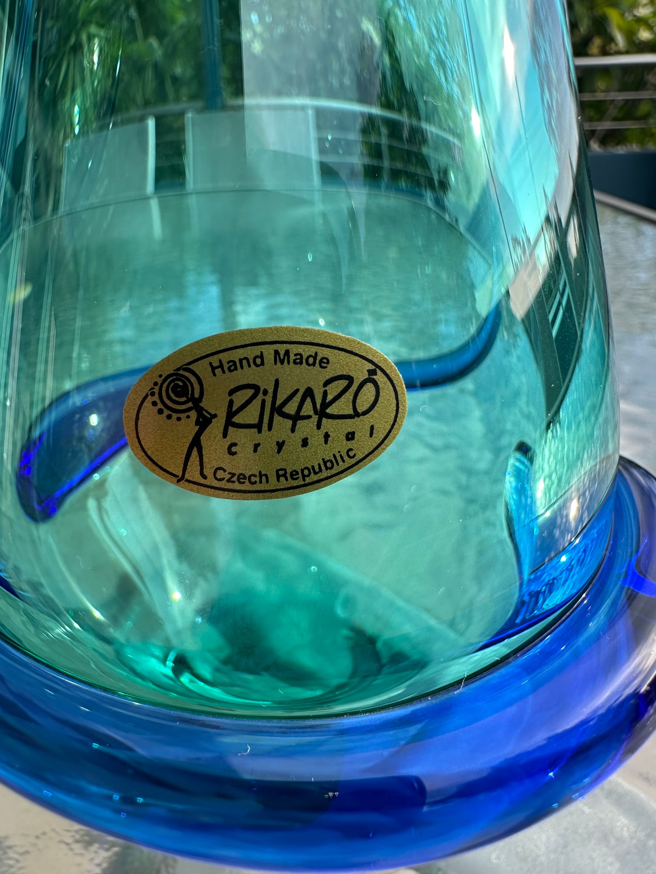 Crystal Vase, Rikaro Hand Made Art Glass Crystal Vase Made in Czech Republic, Cobalt Blue Swirl ...