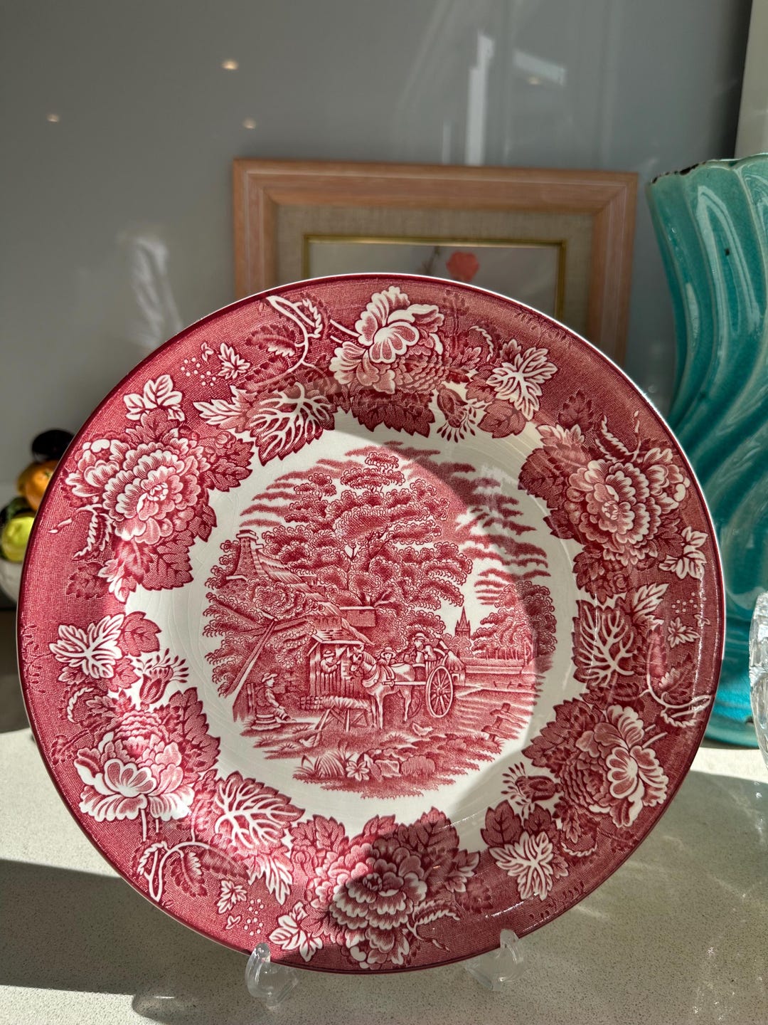 Enoch Wood’s English Scenery Plate | Pink Transferware – Woods Ware ...