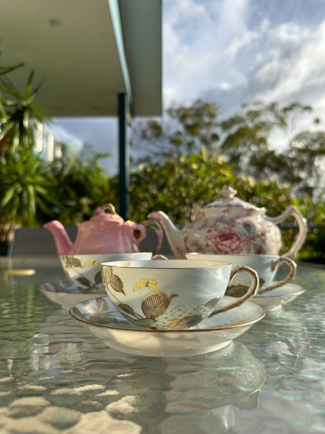 Egg Shell Tea Cups, Set of 4 Vintage Japanese Egg Shell With Baby Blue ...