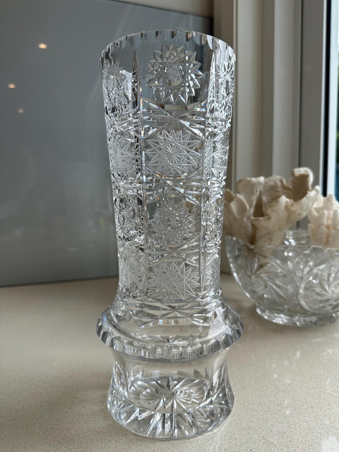 Intricate Hand-cut Crystal Vase - High Quality Heavy Crystal With ...