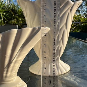 Vintage 1940 Art Deco Vases, Beswick White Glazed Pottery Vases, Set of ...