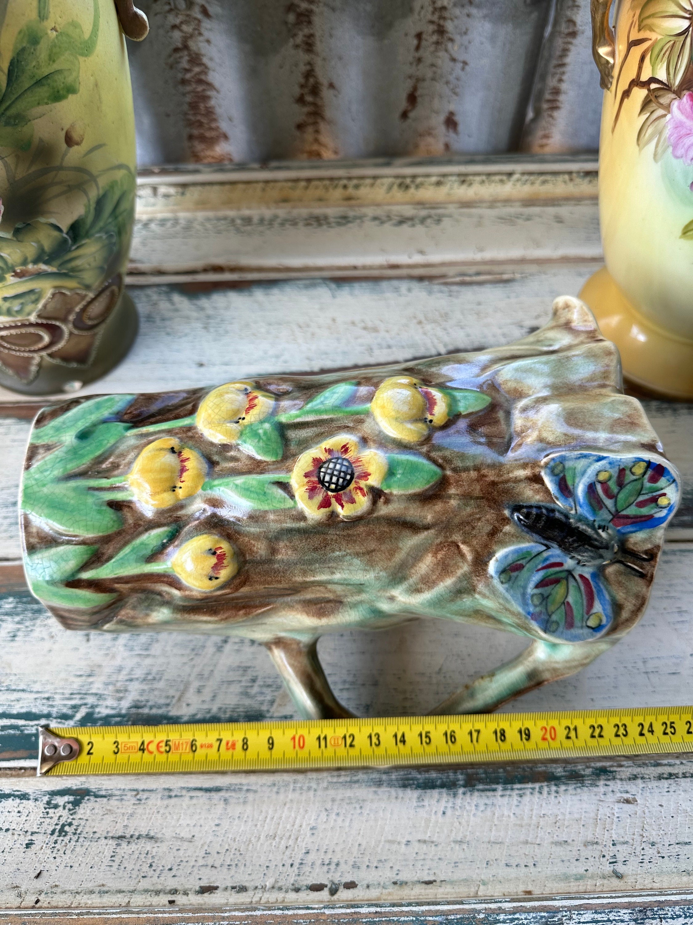 Art Deco Majolica Pitcher / Jug | E. Radford Butterfly Ware, Floral ...