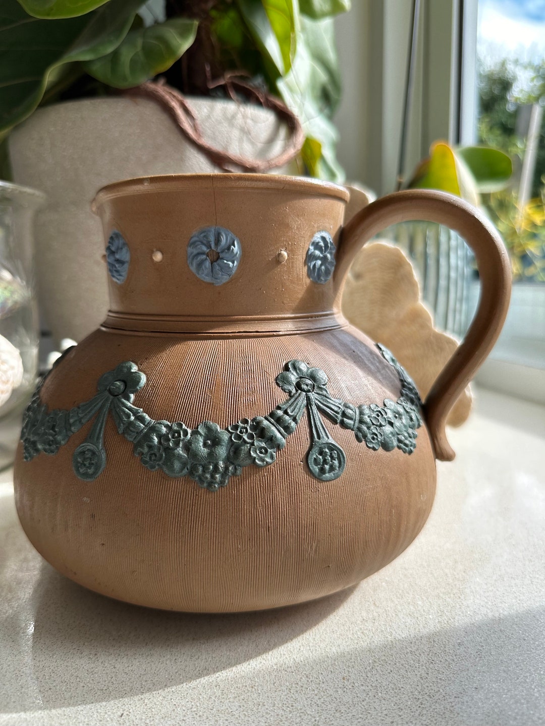 Doulton Lambeth Silicon Ware Antique Large Water Jug Hard Fired ...
