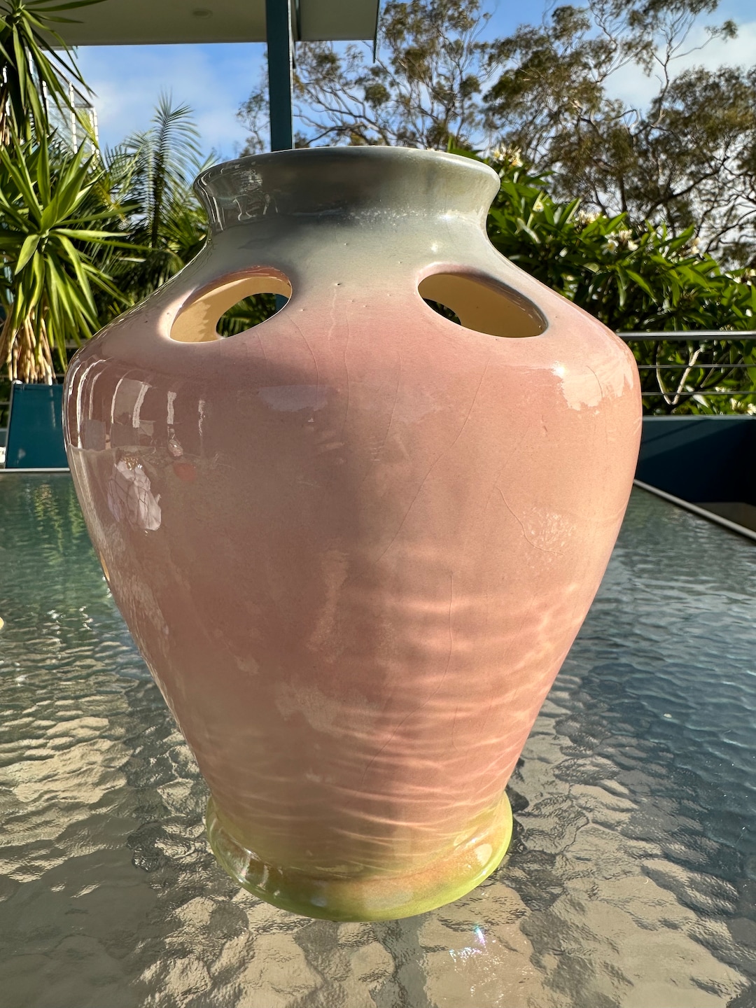 Vintage Australian Lustreware Vase | Pretty Pink, Grey and Yellow ...