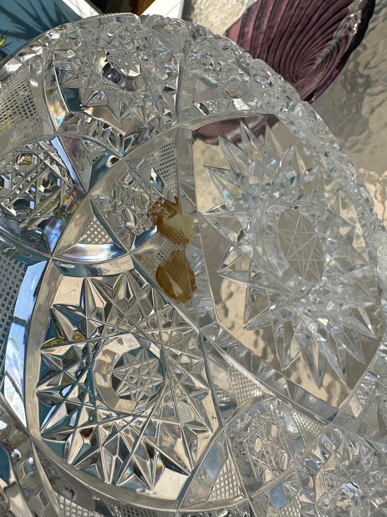 Vintage Cut Crystal Round Cake Plate, Crystal Platter, German Crystal ...