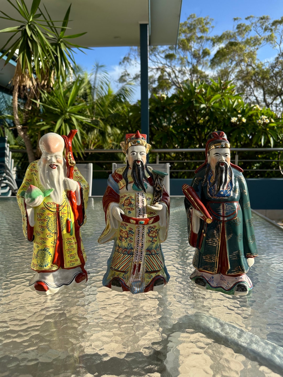 Chinese 3 Star God Figurines, Fu Lu Shou Vintage Chinese Porcelain ...