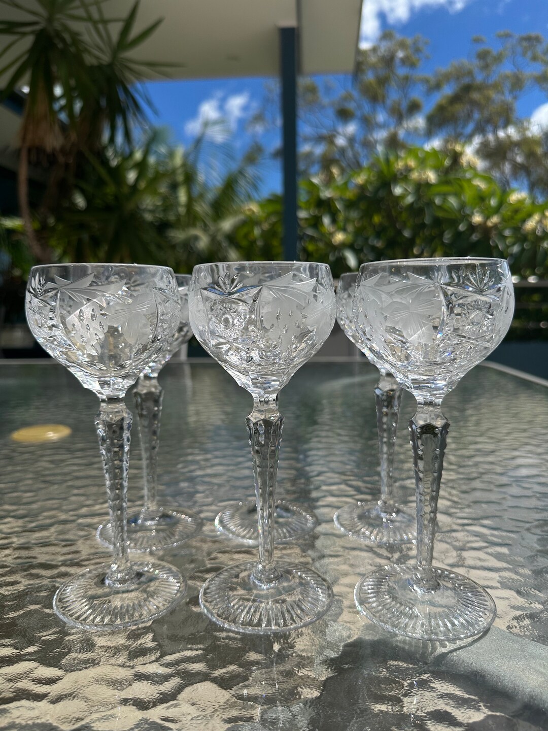 NACHTMANN TRAUBE CRYSTAL Cut Glass Grape Pattern Crystal Wine Glasses ...