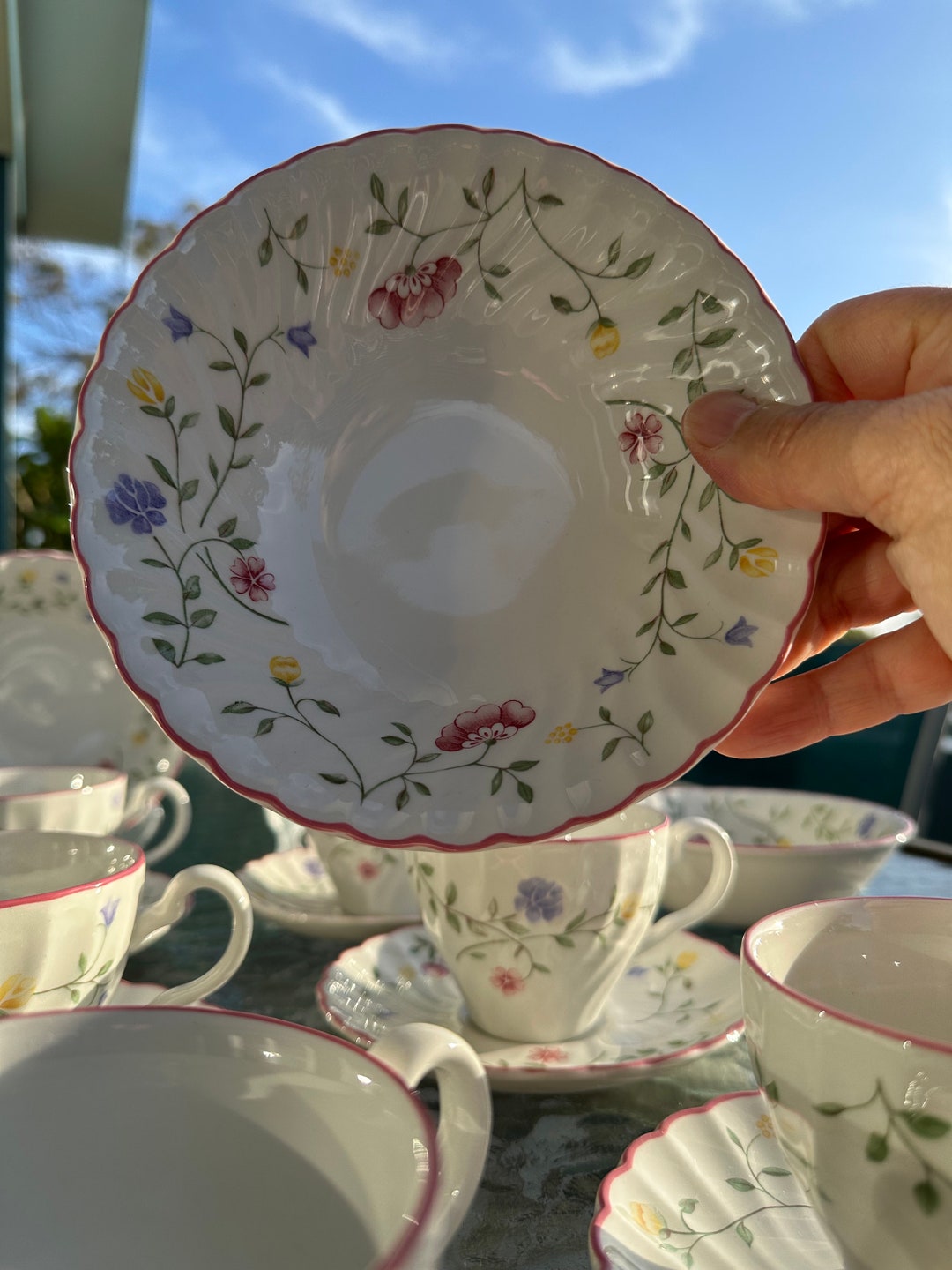 Johnson Bros Summer Chintz Set of 6 Tea Cups and Saucers & - Etsy
