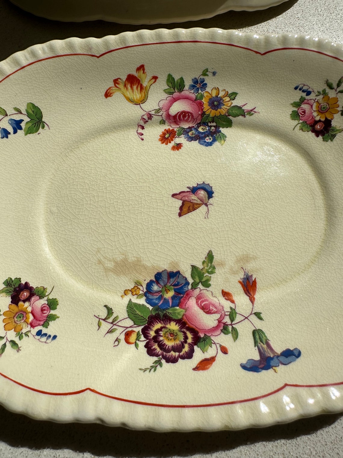 Antique Royal Cauldon Lidded Sauce Bowl With Underplate: Floral ...