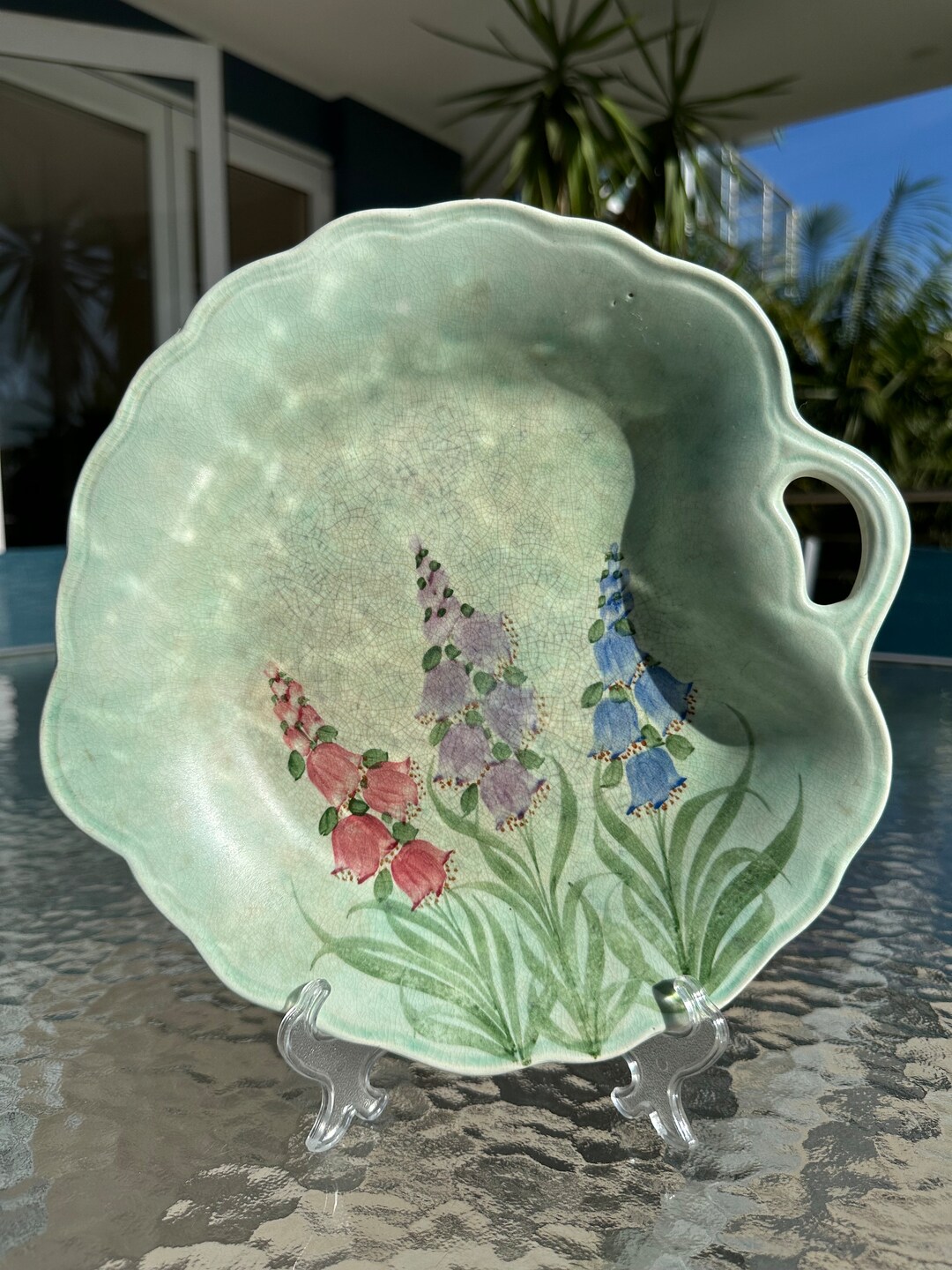 Art Deco E Radford Serving Plate, Antique Collectable, Floral Green ...