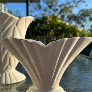 Vintage 1940 Art Deco Vases, Beswick White Glazed Pottery Vases, Set of ...