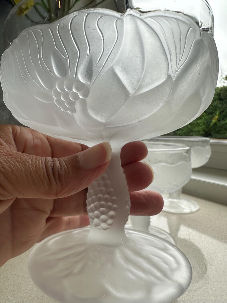 Frosted Glass Dessert Compote Bowls: Elegant Pedestal Dessert Bowls Set ...