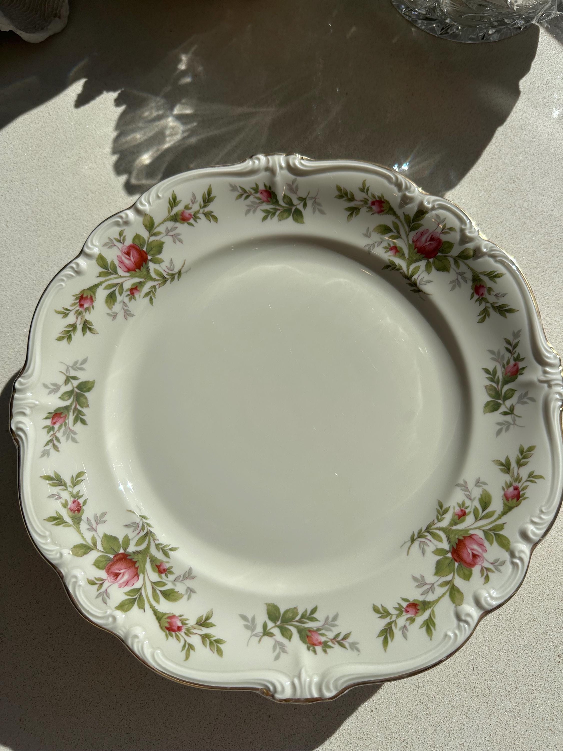 Rosenthal Pompadour Plate Set of 4 Plates | Embossed Rococo Pink Rose ...
