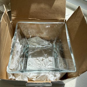 KROSNO CUBE BOWL Thick Clear Glass Square Bowl Conical 18 Cm Made in ...