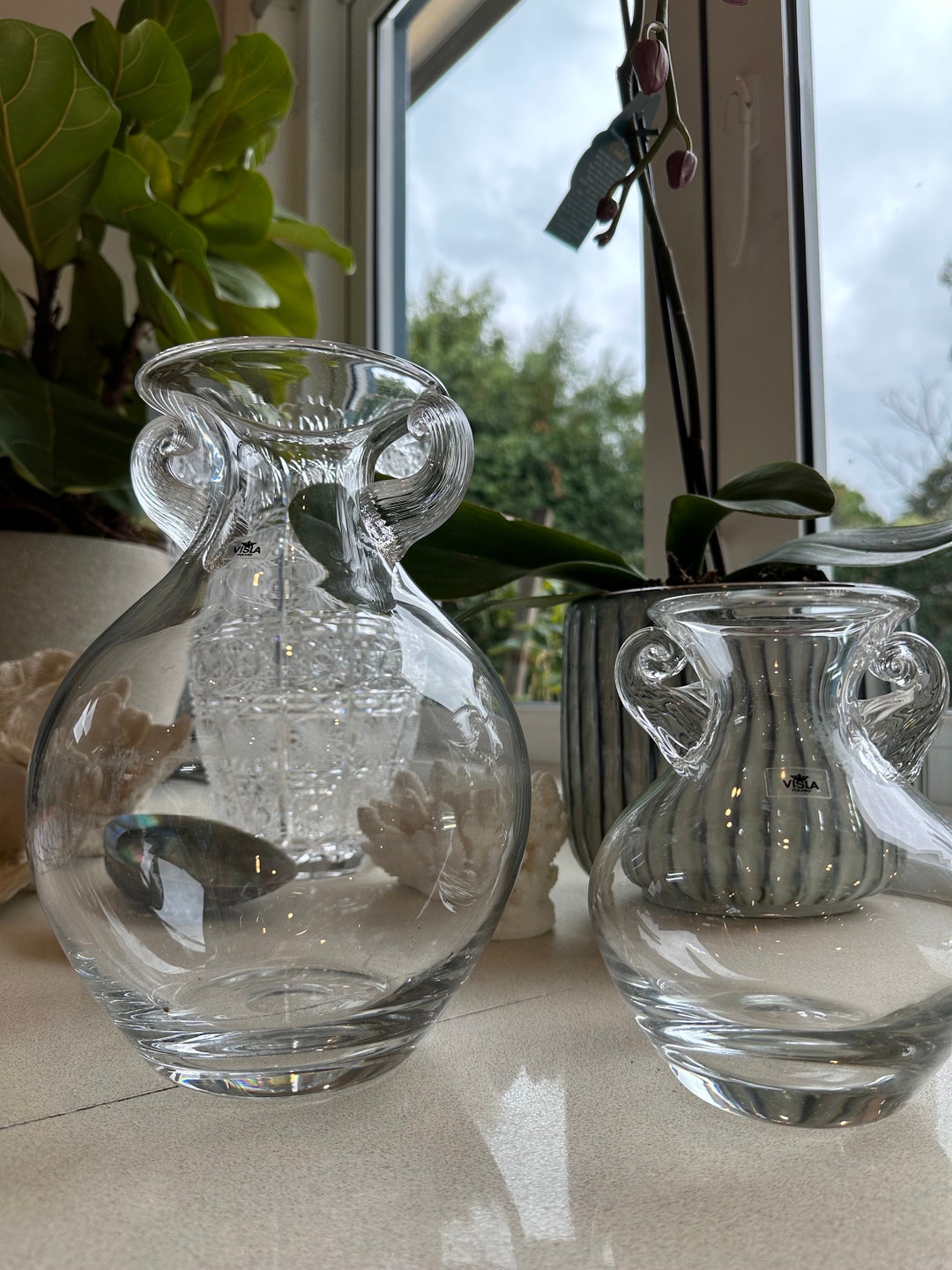 Vintage Polish Visla Glass Vases Urn Style - Etsy