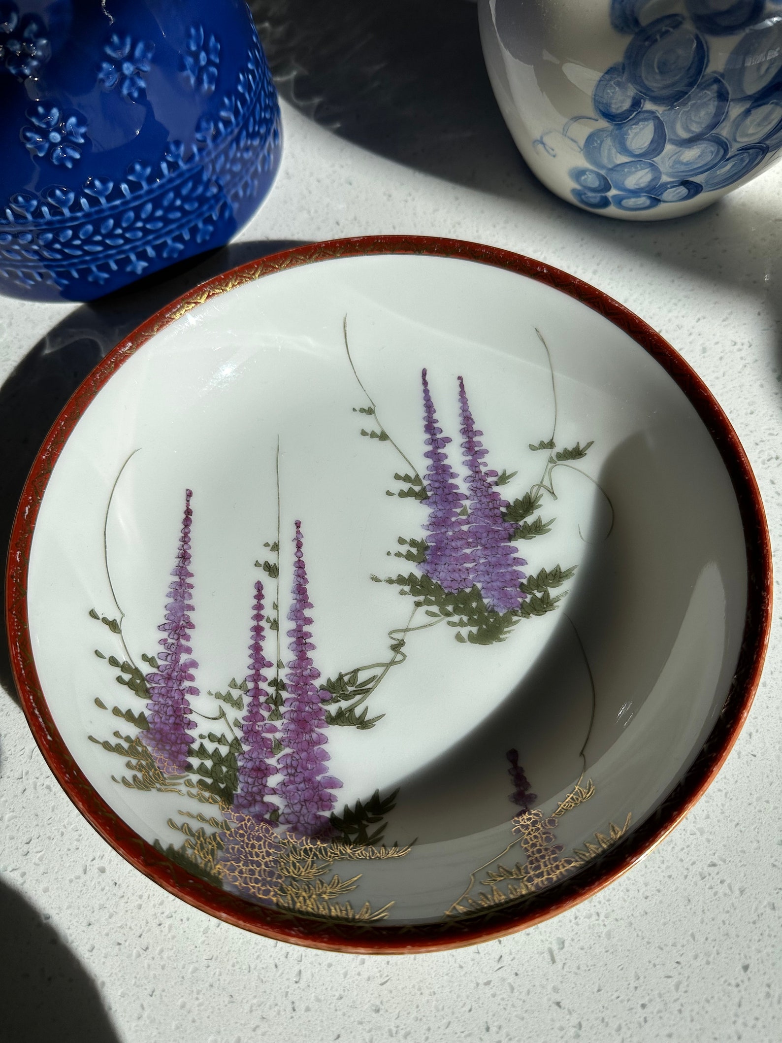 Japanese Satsuma Wisteria Bowl With Hallmark Mid Century Vintage ...