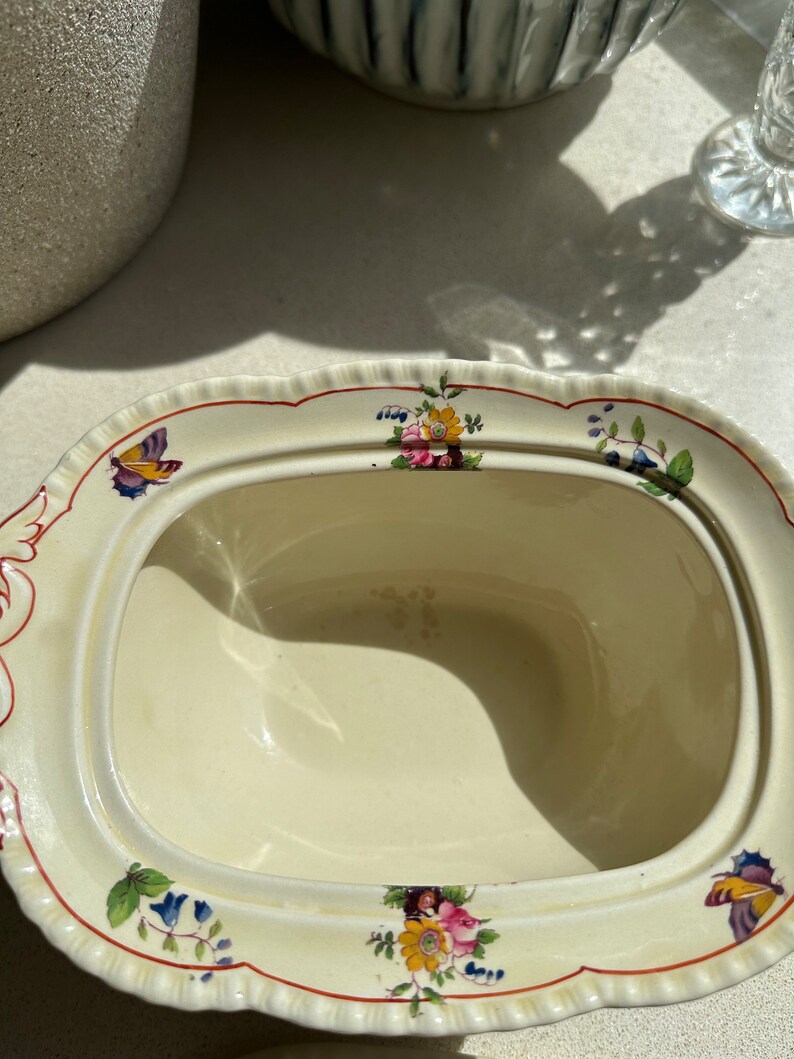 Antique Royal Cauldon Lidded Sauce Bowl With Underplate: Floral ...