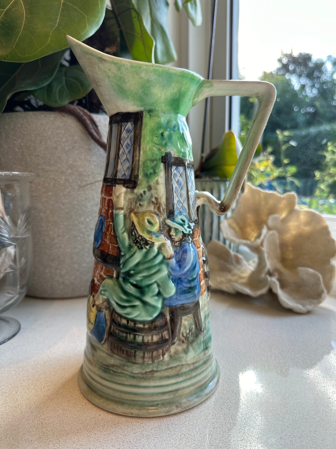 Art Deco Pottery Pitcher E (edward) Radford Jug - Relief Moulded Old ...