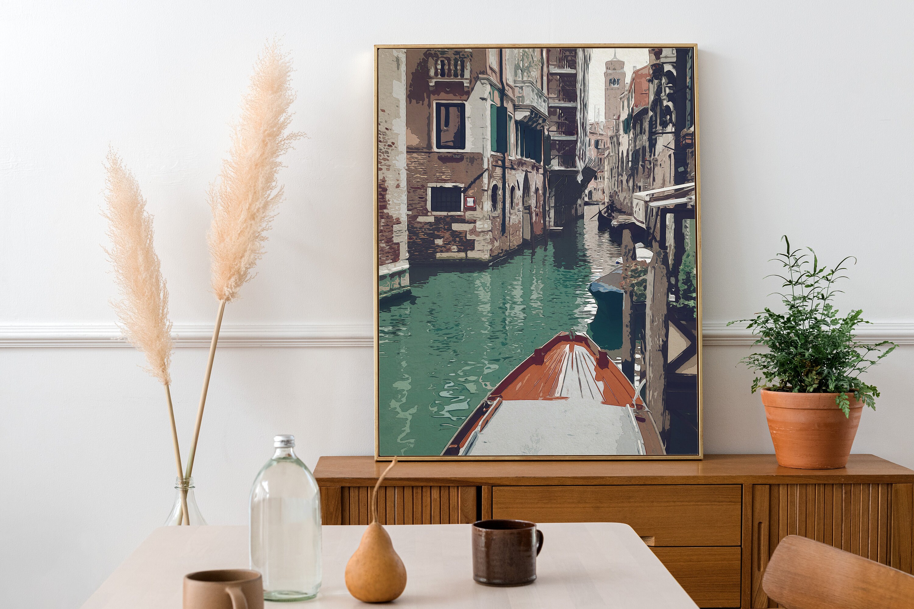 Printable Artwork of Italy, Pastel Watercolor Style, Venice Old Town ...