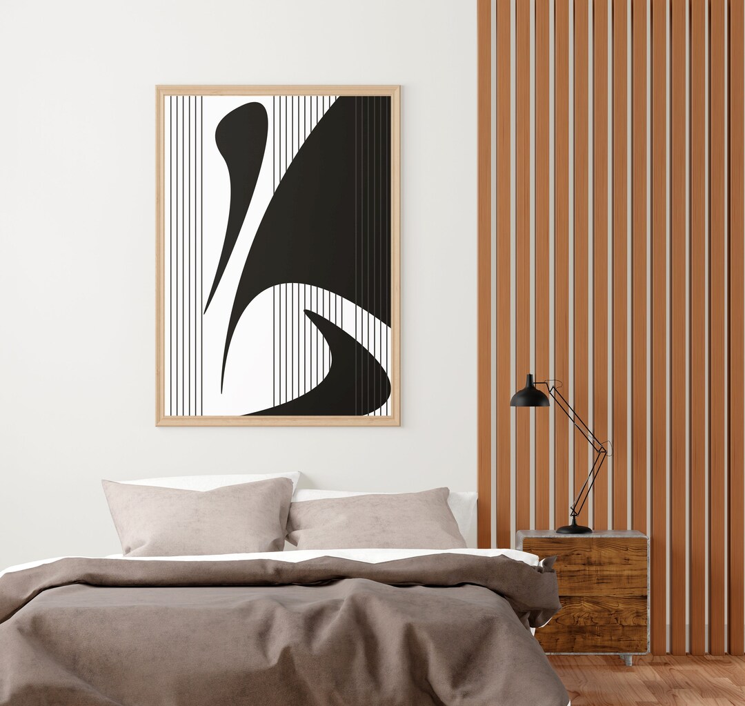 Abstract Line Art in Black and White, Japandi Design Printable Artwork ...