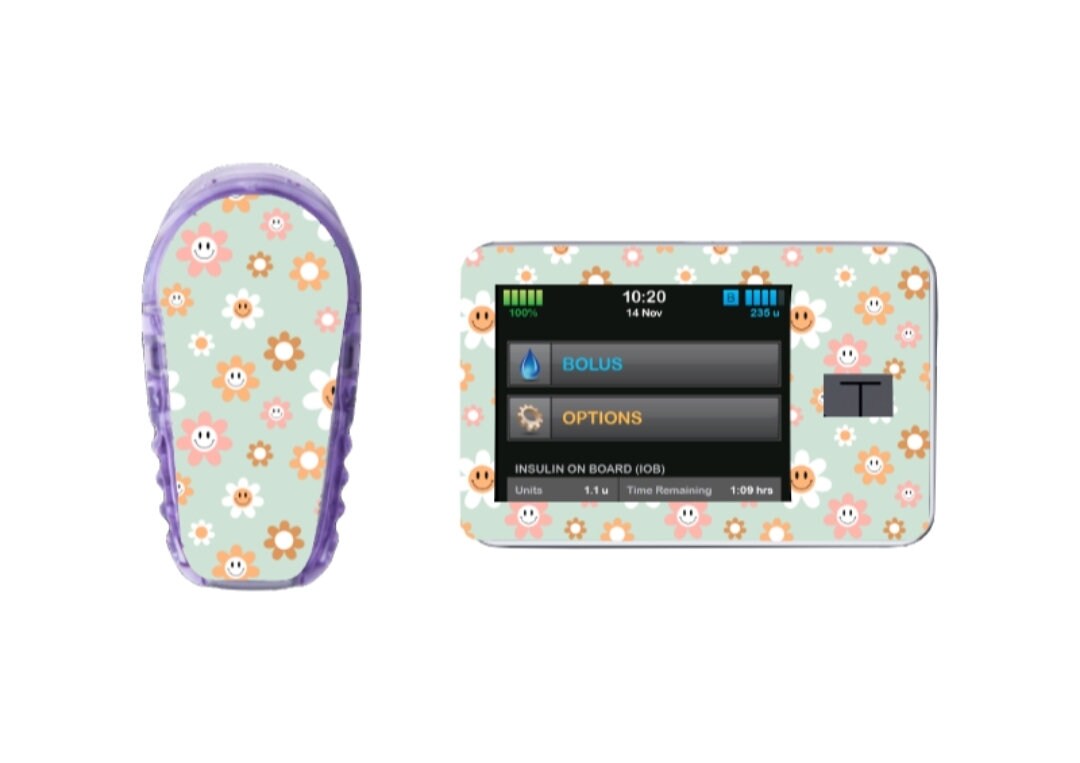 Smiley Flowers T Slim Pump Cover Stickers | Dexcom G6 Stickers ...