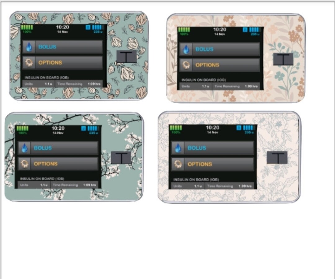 Vintage Flowers T Slim Cover Stickers | Dexcom G6 Stickers | Diabetes ...