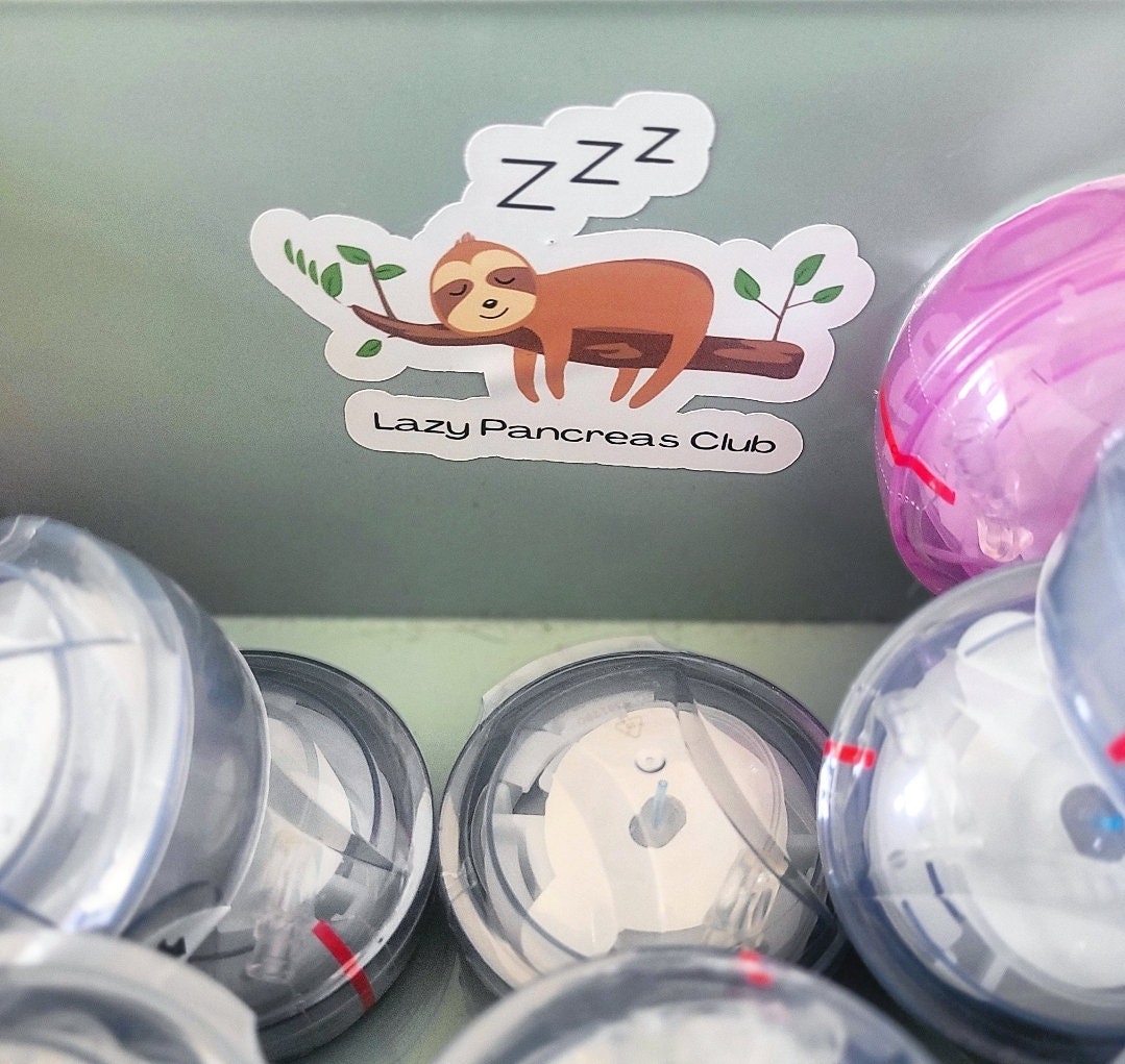 Lazy Pancreas Club Sloth Sticker | Type 1 Diabetes | Type One Diabetic ...