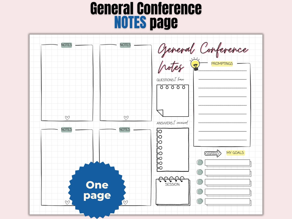 General Conference Notes Page | LDS Conference Notes | Digital Download ...