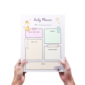 Cute Daily Planner Printable, Animal Colorful Planner, Printable ...