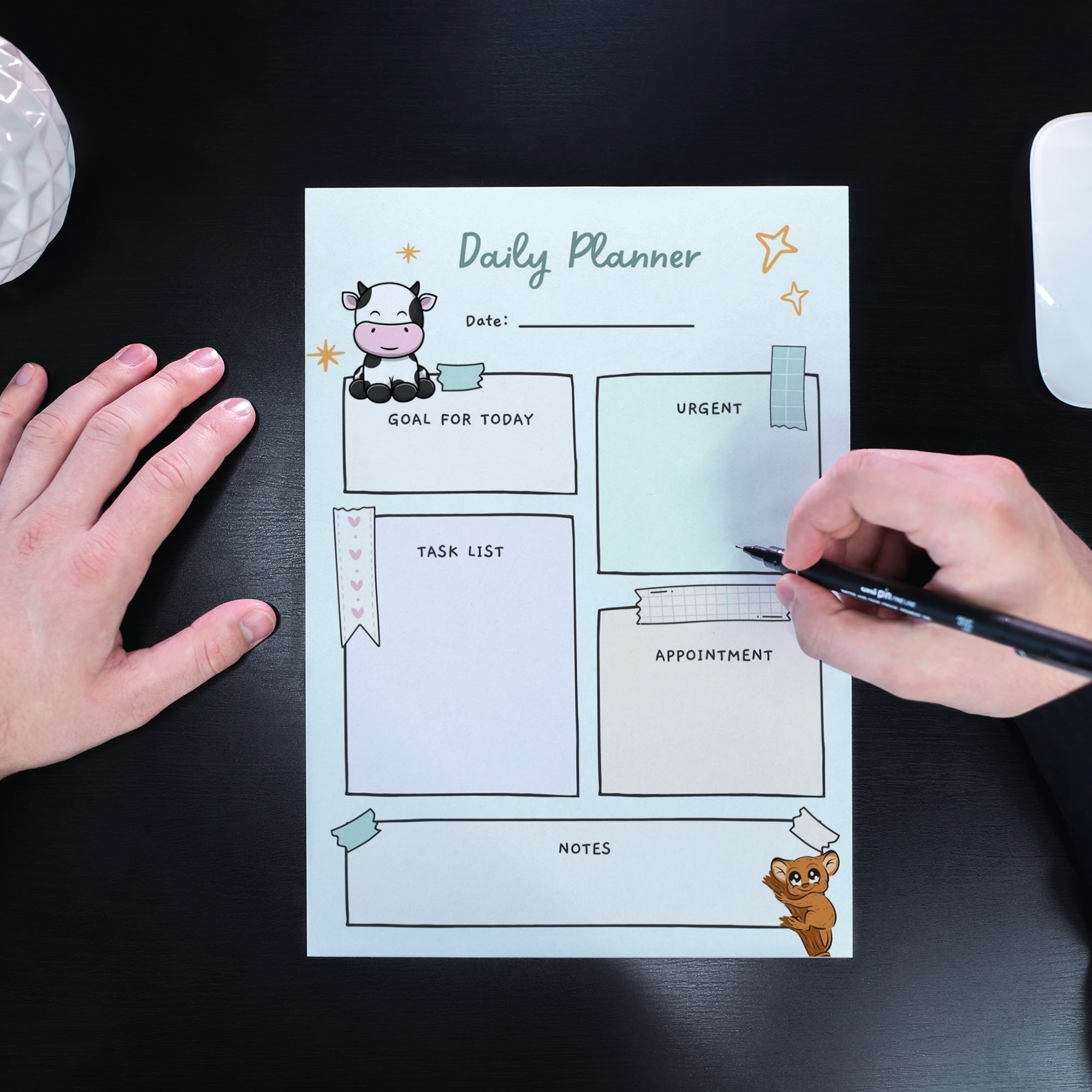 Cute Daily Planner Printable, Animal Colorful Planner, Printable ...