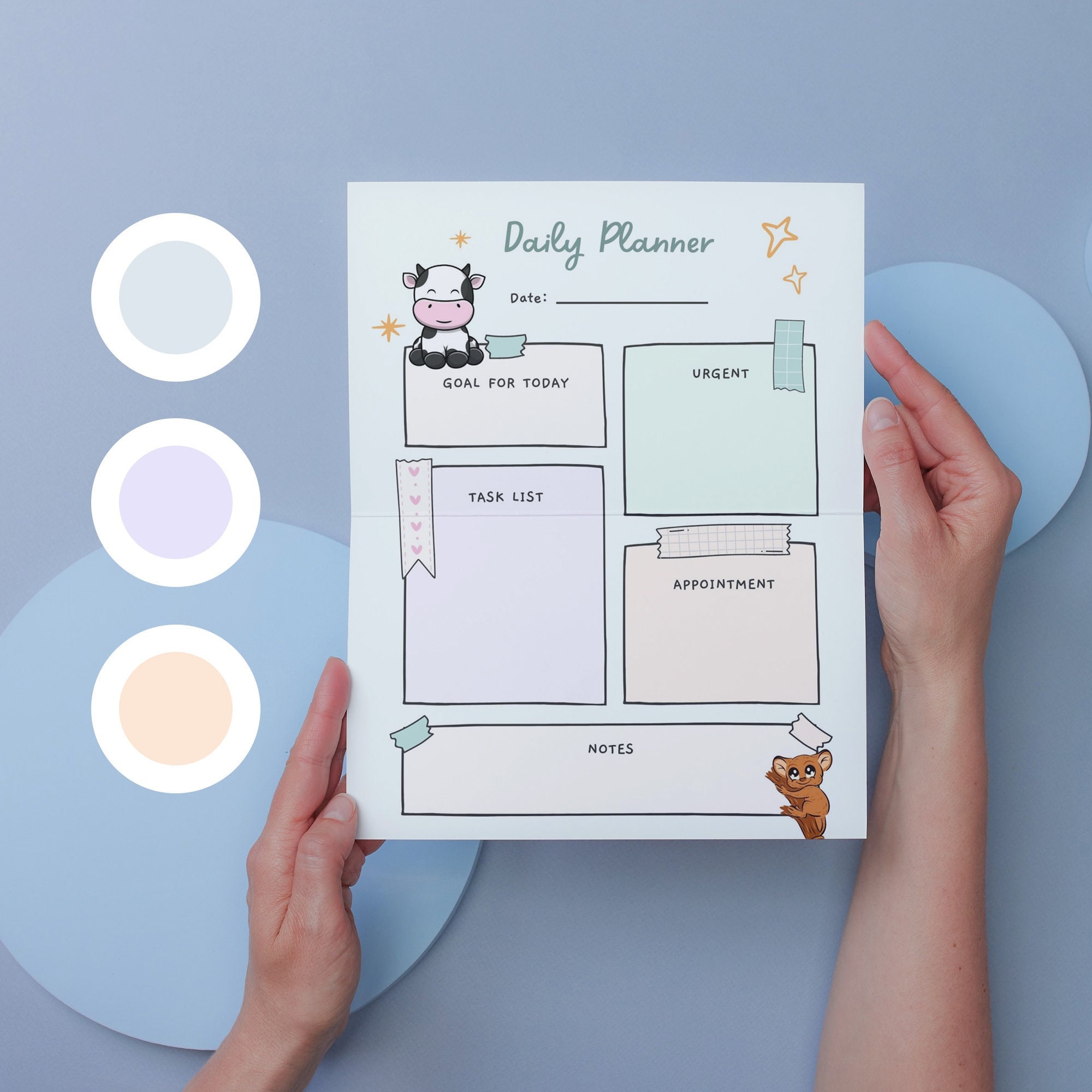 Cute Daily Planner Printable, Animal Colorful Planner, Printable ...