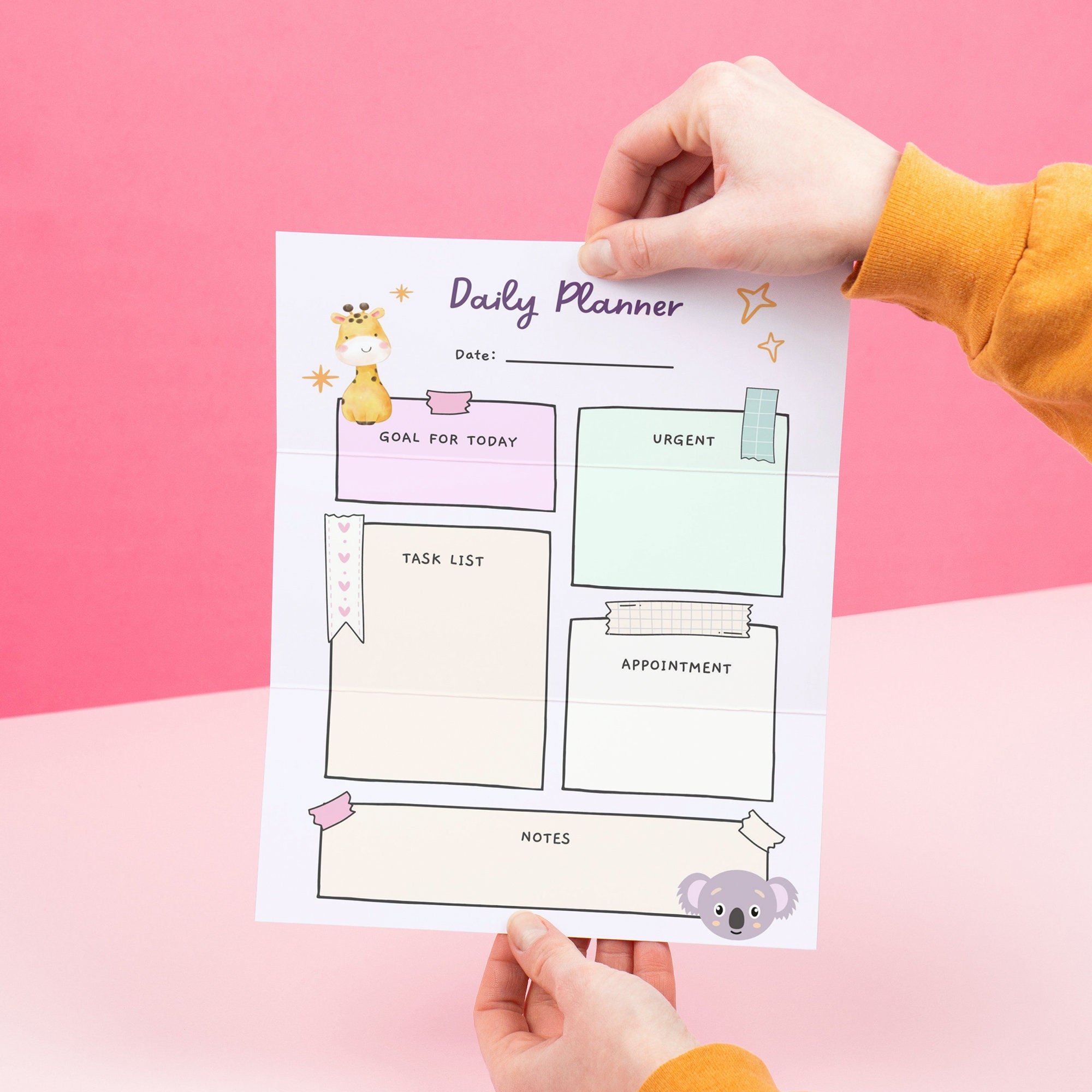 Cute Daily Planner Printable, Animal Colorful Planner, Printable ...