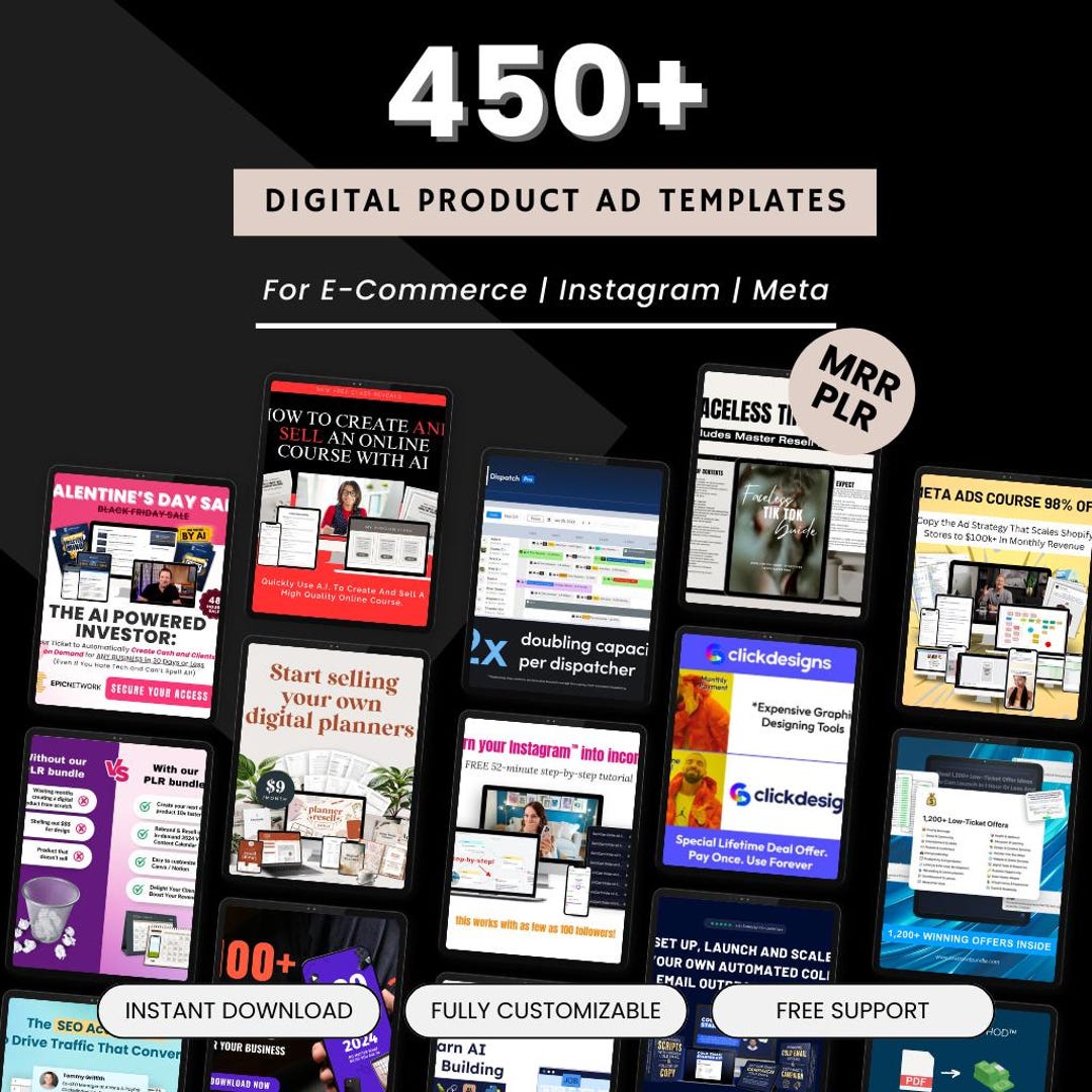 450+ Digital Product Canva Ad Templates Bundle for Etsy, Shopify ...