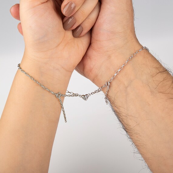 Matching Hearts Magnetic Couples Bracelets for Lovers Dainty Chain Heart Partner Bracelets Magnetic Heart Girlfriend Boyfriend Btacelets Etsy